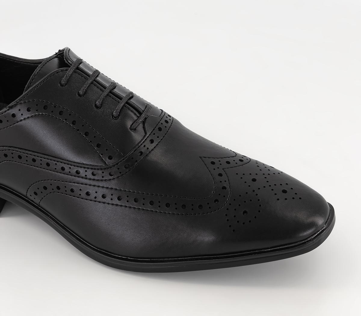 OFFICE Wide Fit Macro 2 Brogues Black Leather - Men's Wide Fit