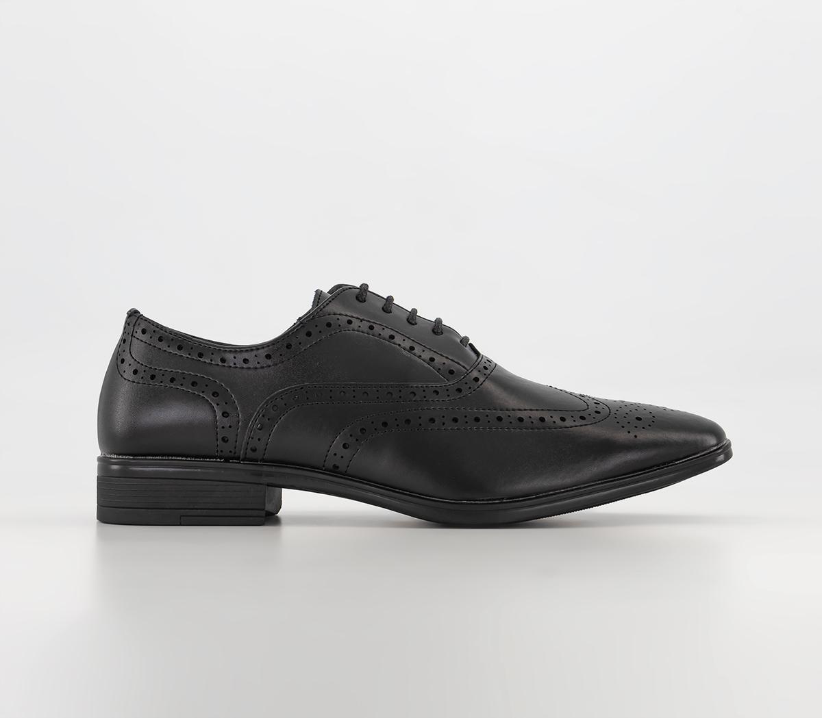 OFFICE Wide Fit Macro 2 Brogues Black Leather - Men's Wide Fit