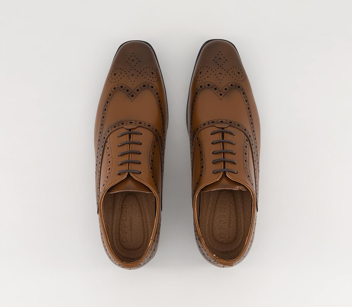 OFFICE Wide Fit Macro 2 Brogues Tan Leather - Men's Wide Fit
