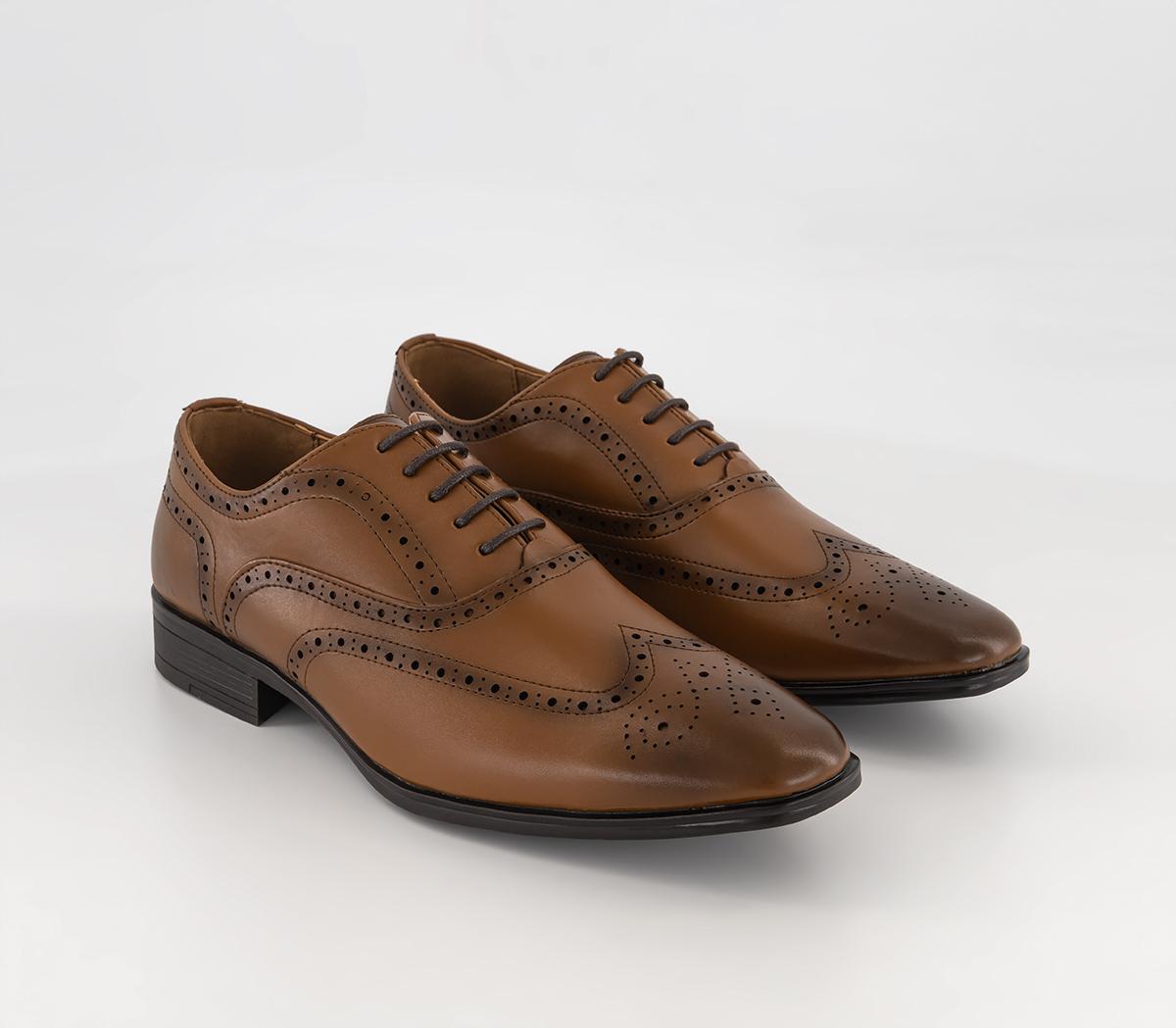 OFFICE Wide Fit Macro 2 Brogues Tan Leather - Men's Wide Fit