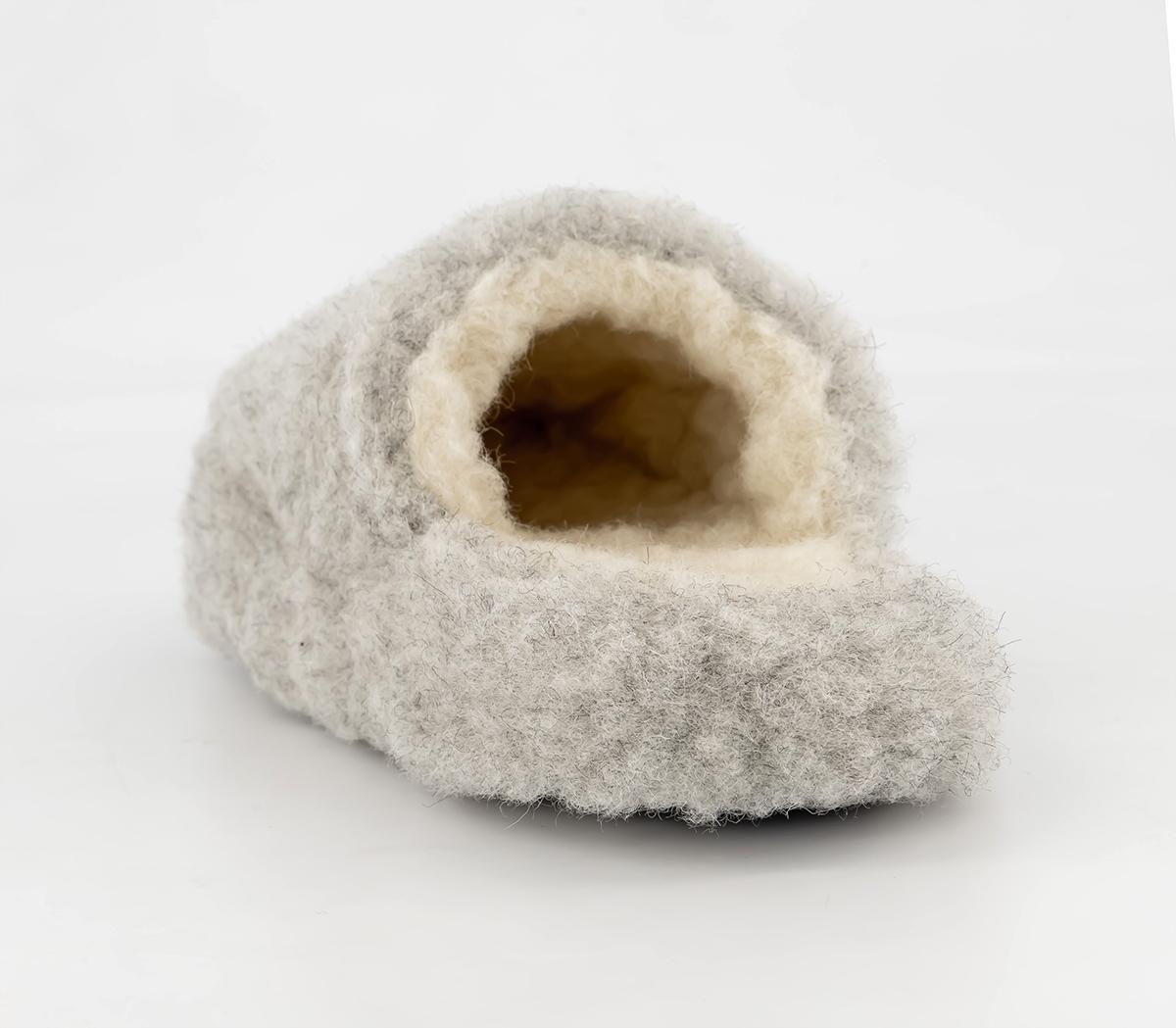 Yoko Wool Yoko Wool Mule Slippers Light Grey - Women's Slippers