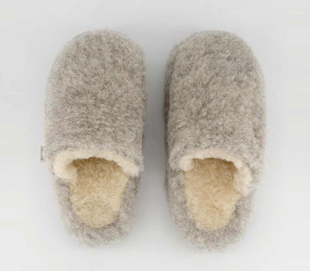 Yoko Wool Yoko Wool Mule Slippers Light Grey - Women's Slippers