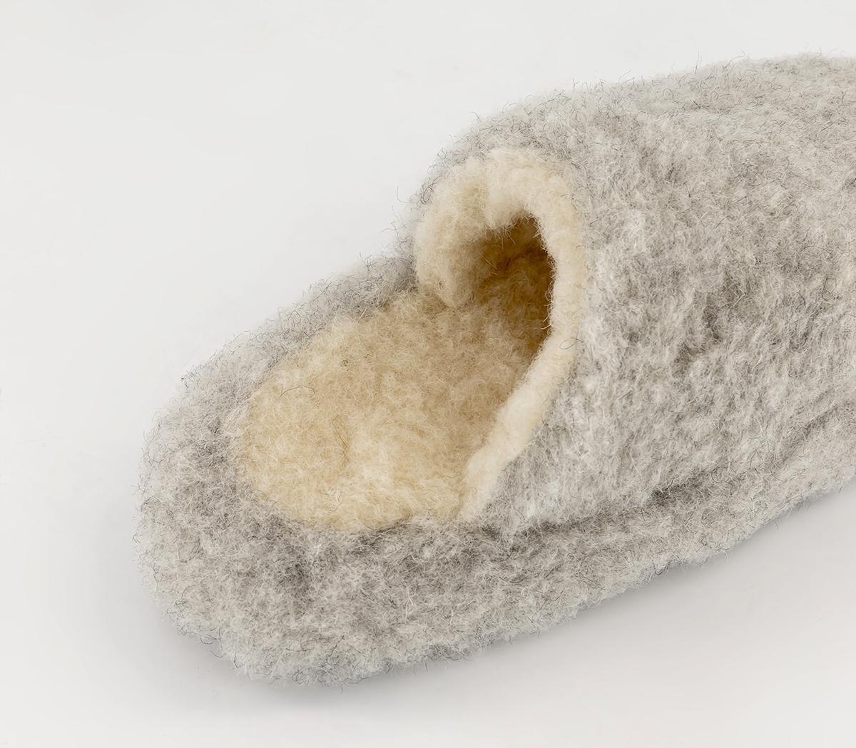 Yoko Wool Yoko Wool Mule Slippers Light Grey - Women's Slippers