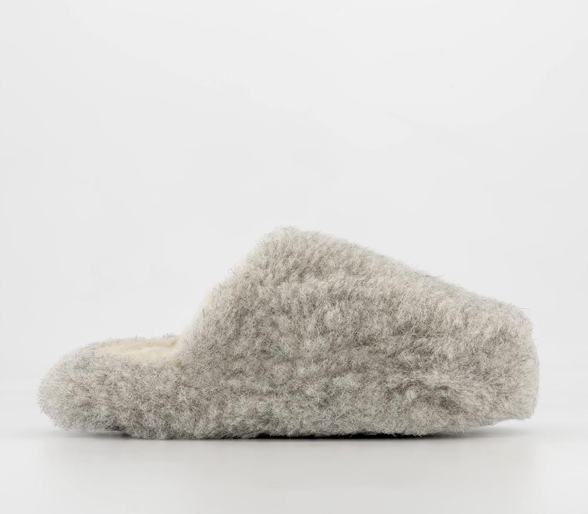 Yoko Wool Yoko Wool Mule Slippers Light Grey - Women's Slippers
