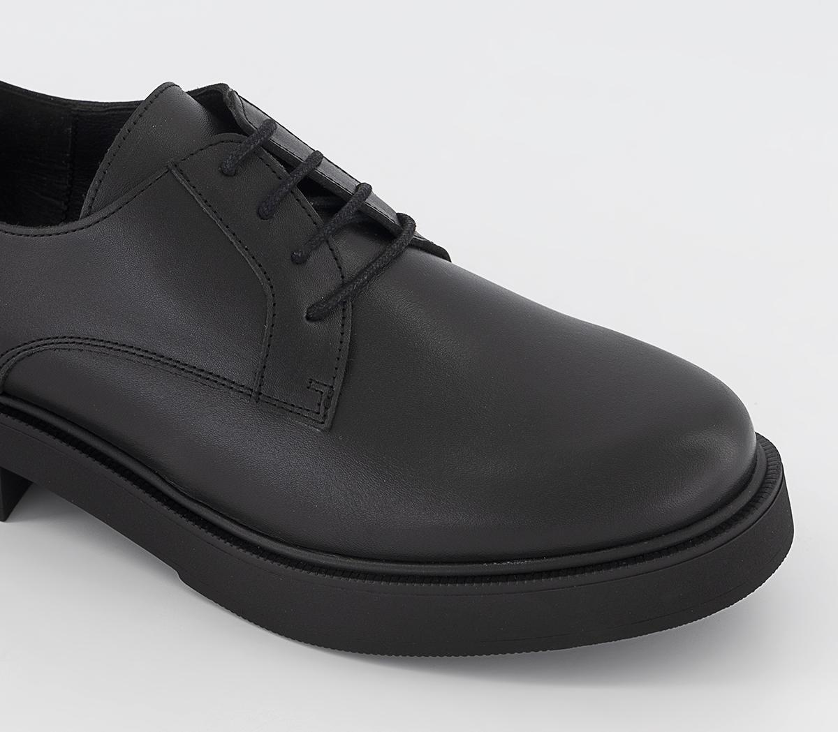 OFFICE Felicity Lace Up Shoes Black Leather - Flat Shoes for Women