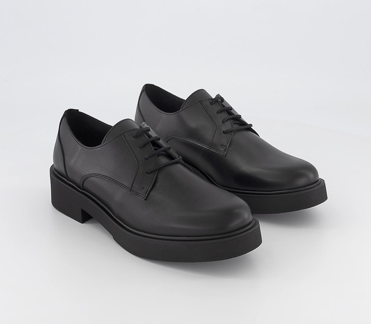 OFFICE Felicity Lace Up Shoes Black Leather - Flat Shoes for Women