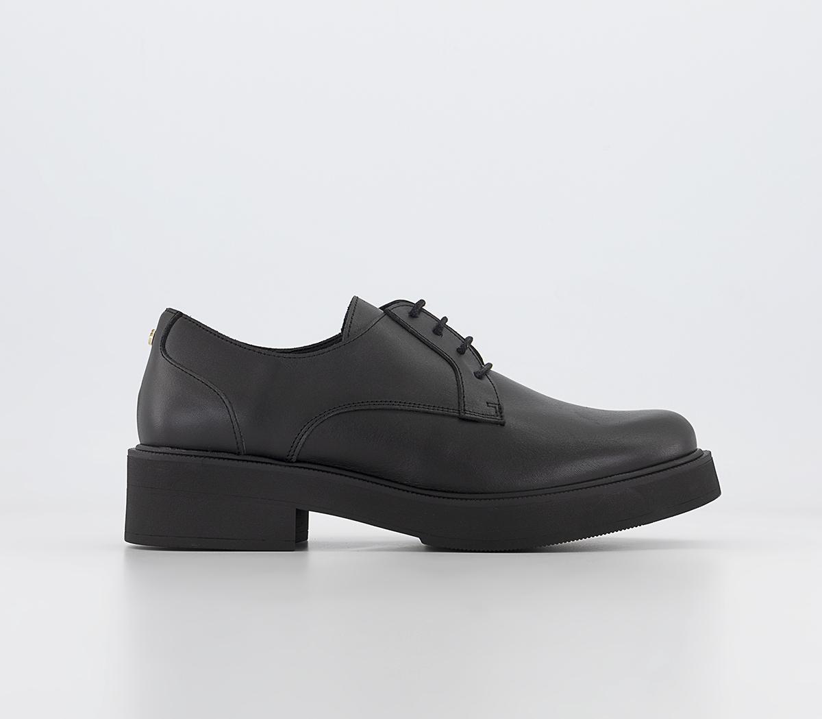OFFICE Felicity Lace Up Shoes Black Leather - Flat Shoes for Women
