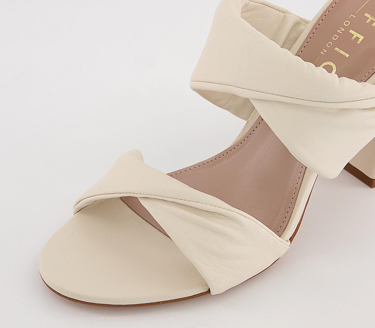OFFICE Marcy Twist Two Strap Mules Off White Leather - Mid Heels