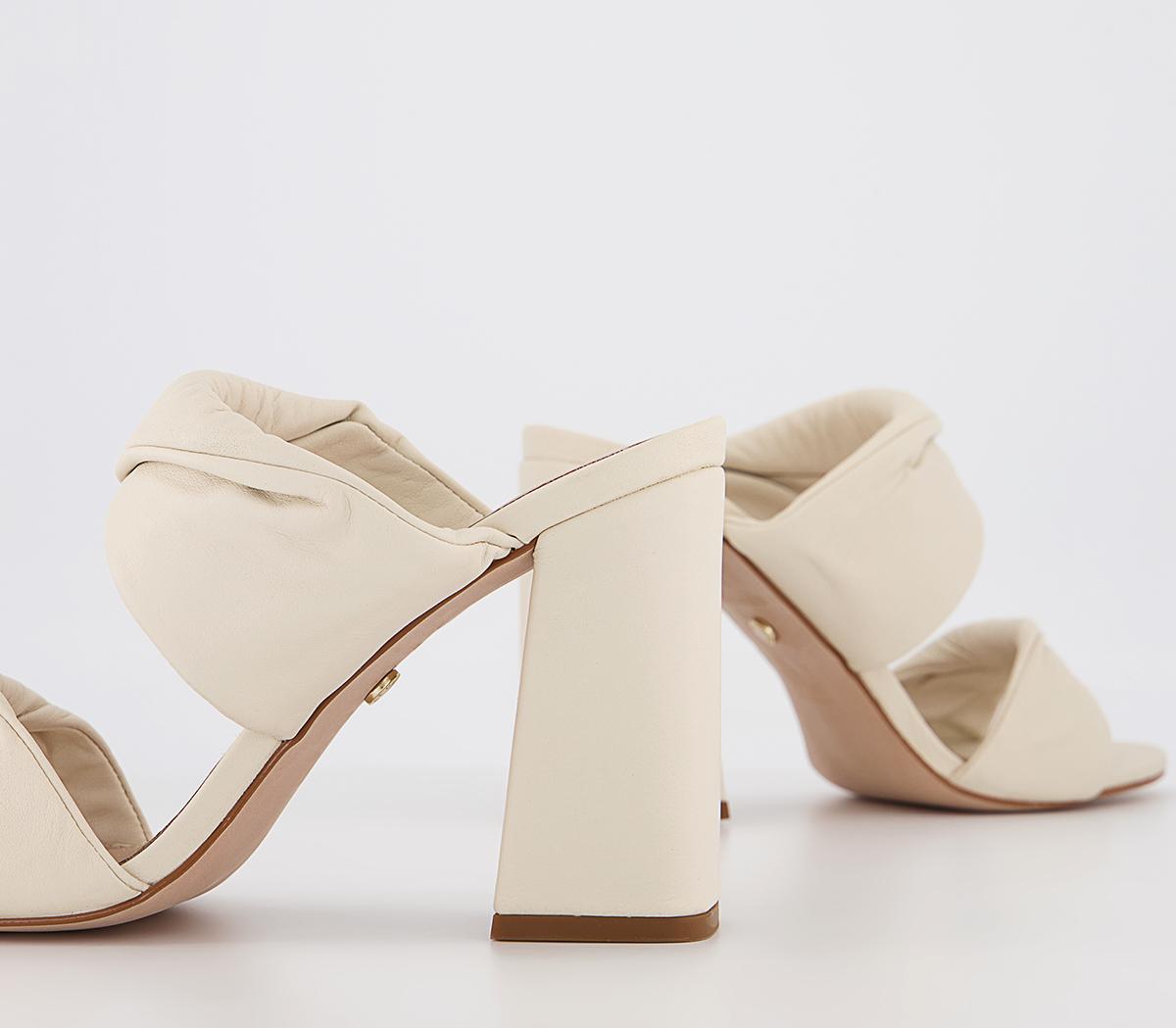 OFFICE Marcy Twist Two Strap Mules Off White Leather - Mid Heels