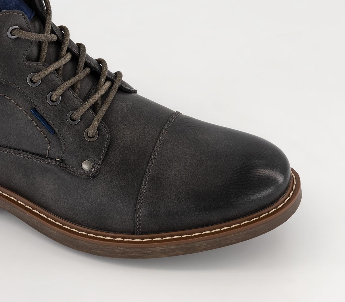 OFFICE Baxter Toe Cap Low Ankle Lace Up Boots Charcoal - Men’s Boots