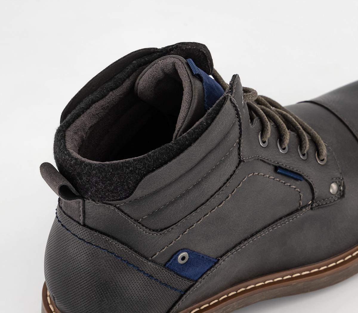 OFFICE Baxter Toe Cap Low Ankle Lace Up Boots Charcoal - Men’s Boots