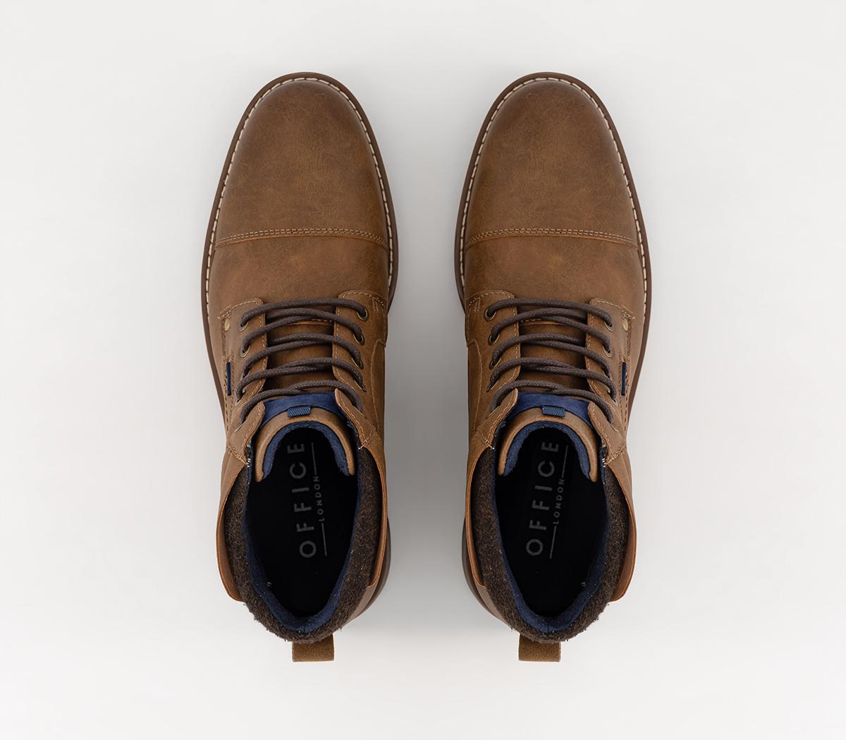OFFICE Baxter Toe Cap Low Ankle Lace Ups Tan - Men’s Boots