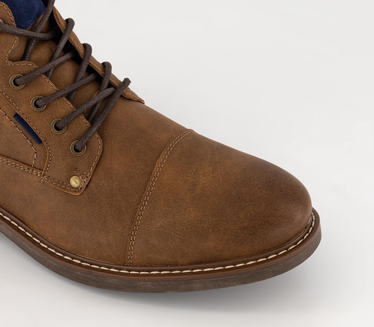 OFFICE Baxter Toe Cap Low Ankle Lace Ups Tan - Men’s Boots