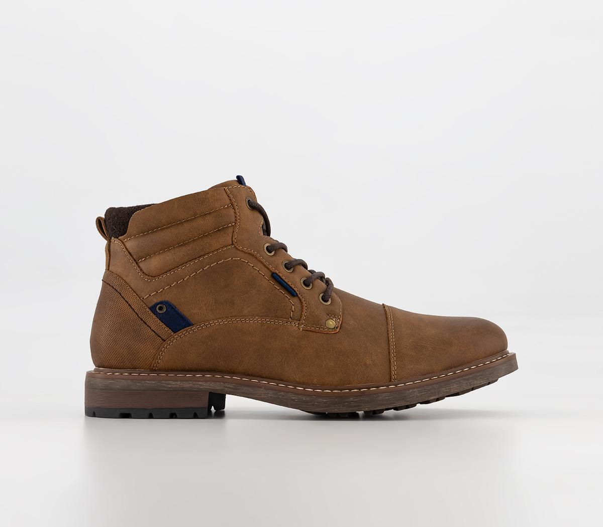 OFFICE Baxter Toe Cap Low Ankle Lace Ups Tan - Men’s Boots