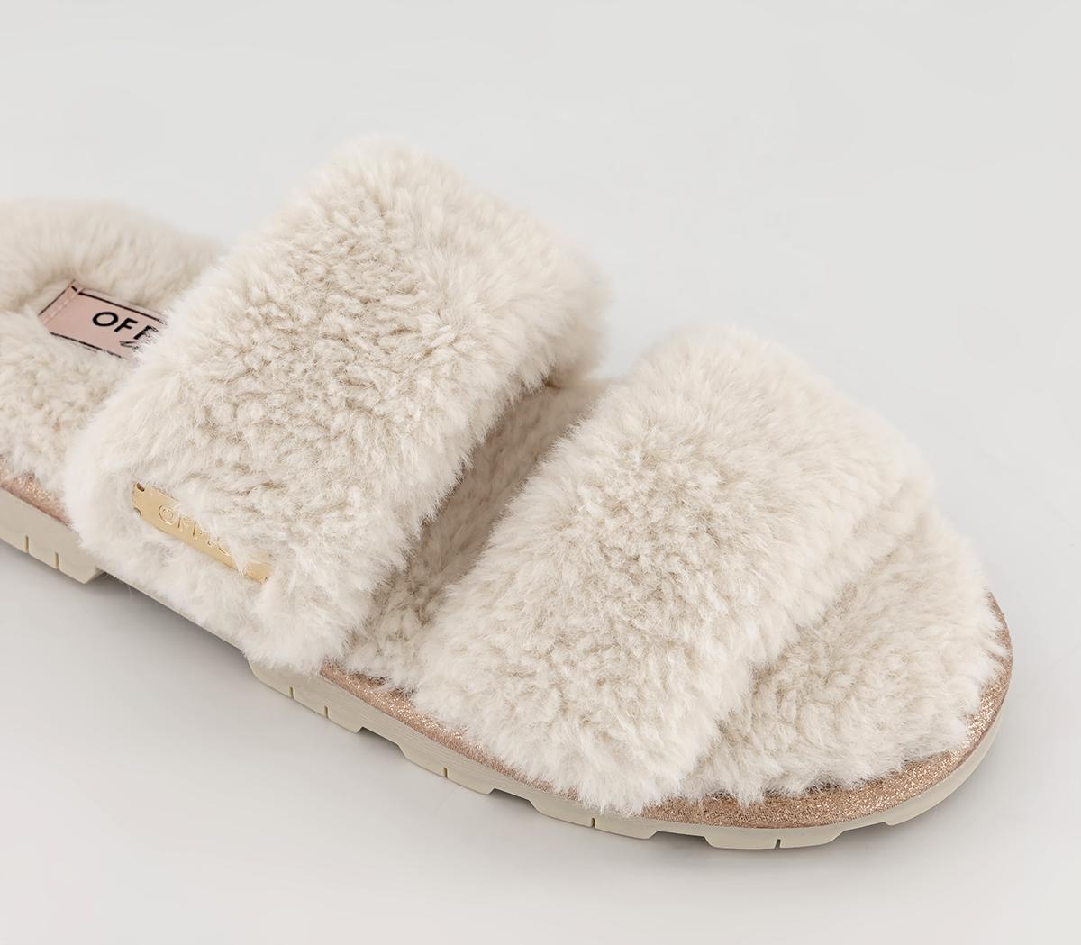 OFFICE Lounge Roxy Double Strap Slippers Cream - Flat Shoes for Women