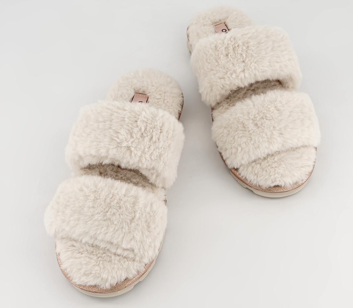 OFFICE Lounge Roxy Double Strap Slippers Cream - Flat Shoes for Women