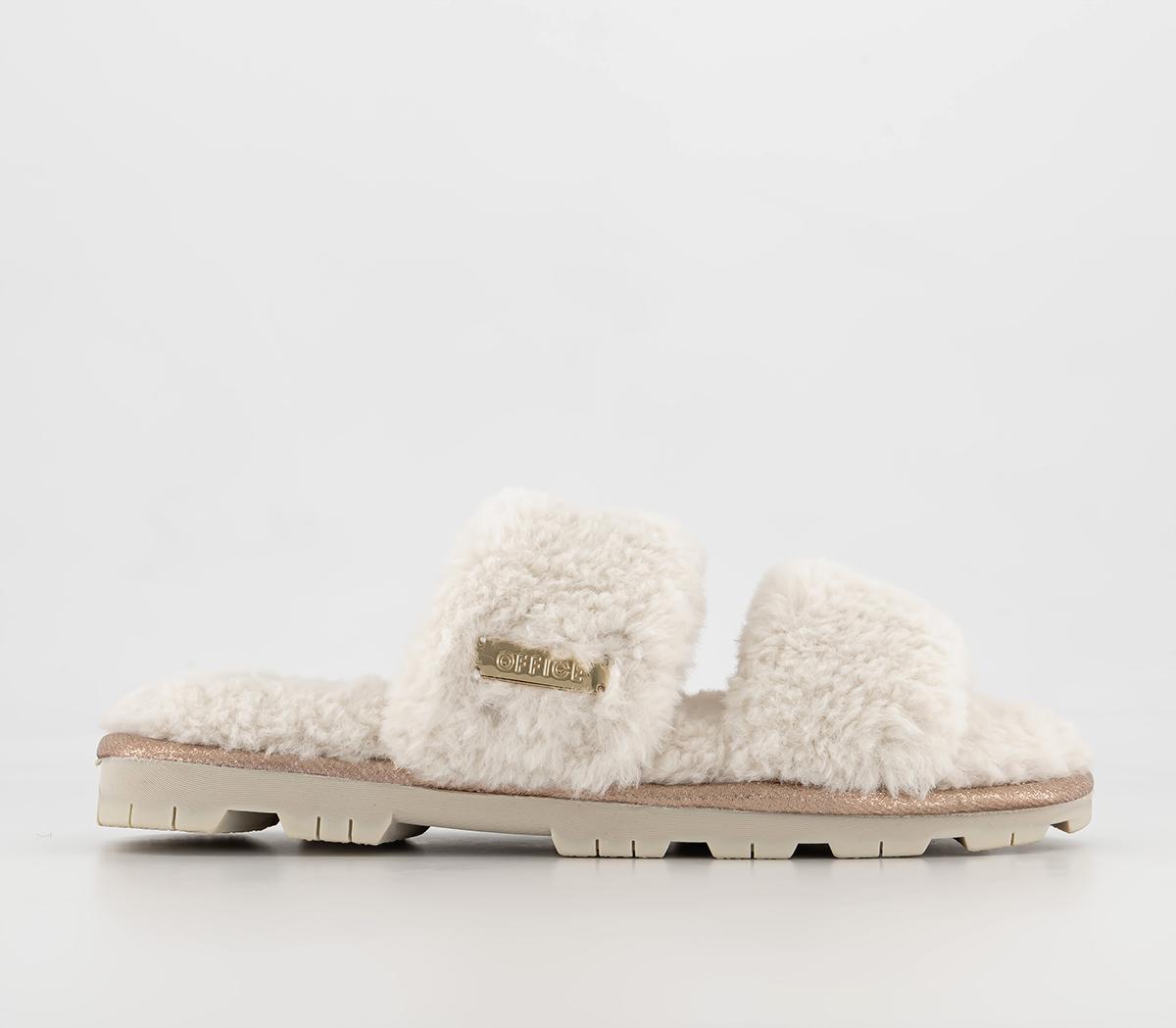 OFFICE Lounge Roxy Double Strap Slippers Cream - Flat Shoes for Women
