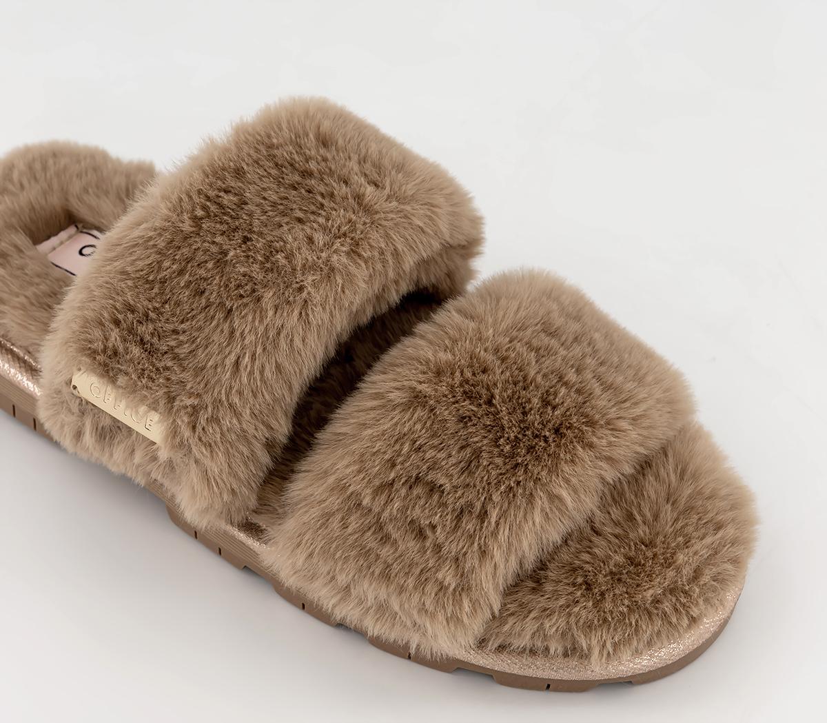 OFFICE Lounge Roxy Double Strap Slippers Taupe - Flat Shoes for Women