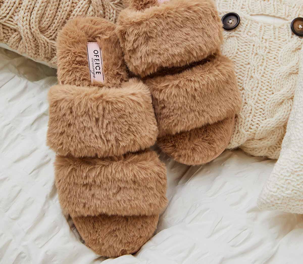 OFFICE Lounge Roxy Double Strap Slippers Taupe - Flat Shoes for Women