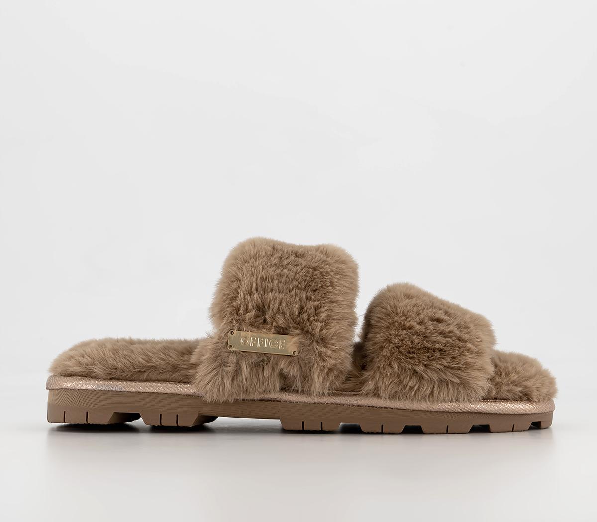 OFFICE Lounge Roxy Double Strap Slippers Taupe - Flat Shoes for Women