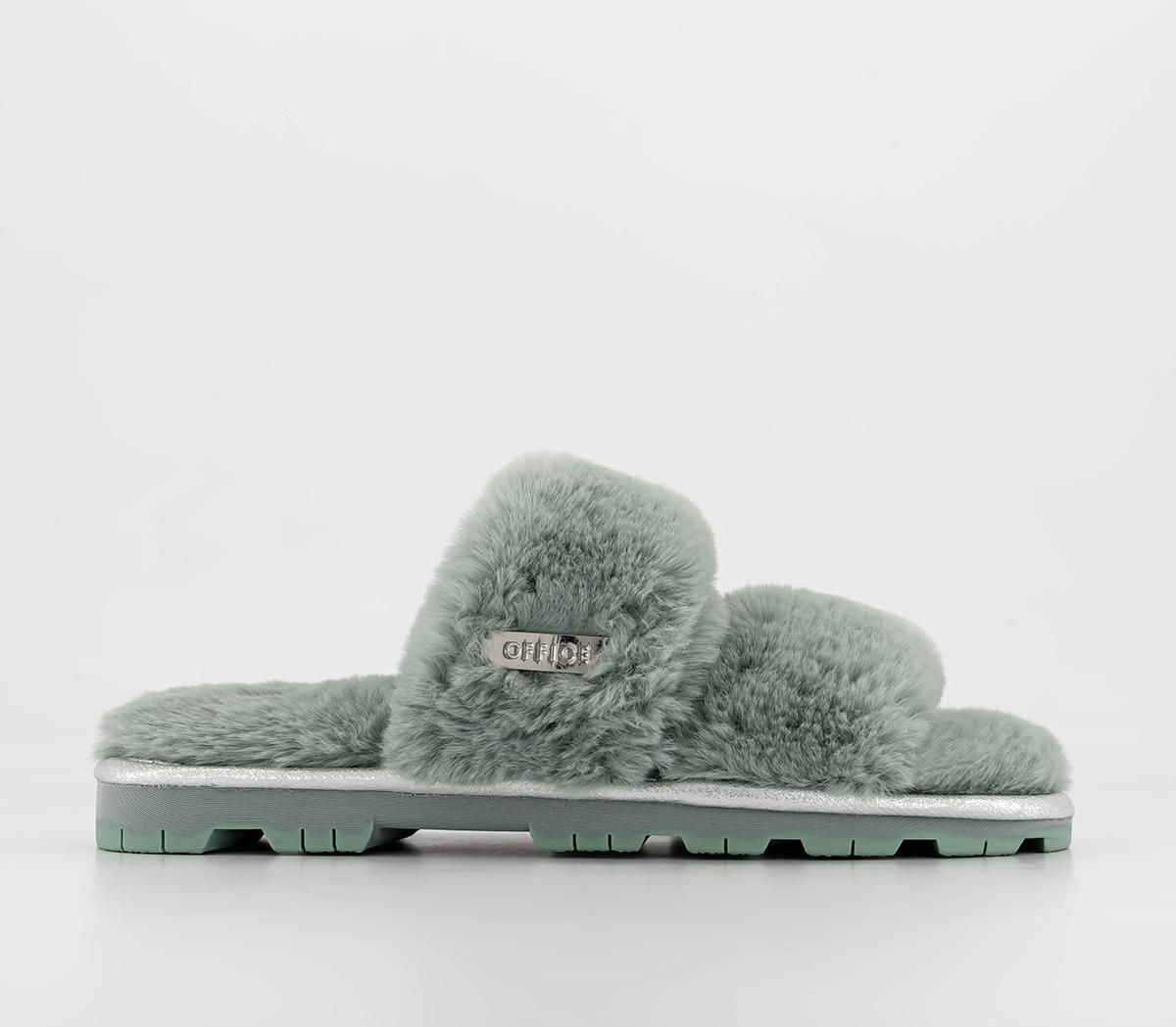 OFFICE Lounge Roxy Double Strap Slippers Green - Flat Shoes for Women