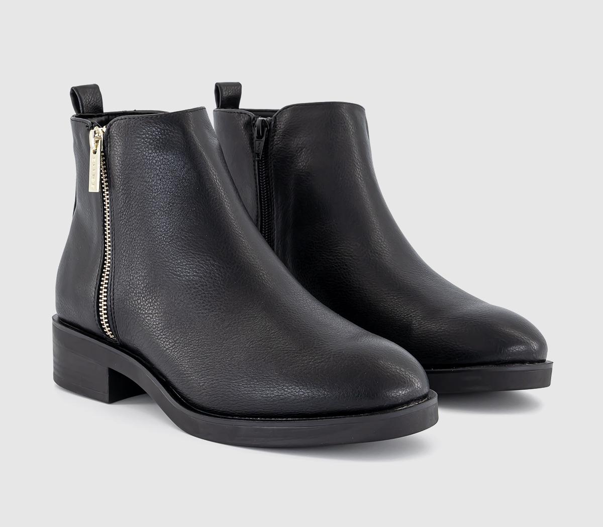 OFFICE Aila Zip Flat Ankle Boots New Black - Women's Ankle Boots