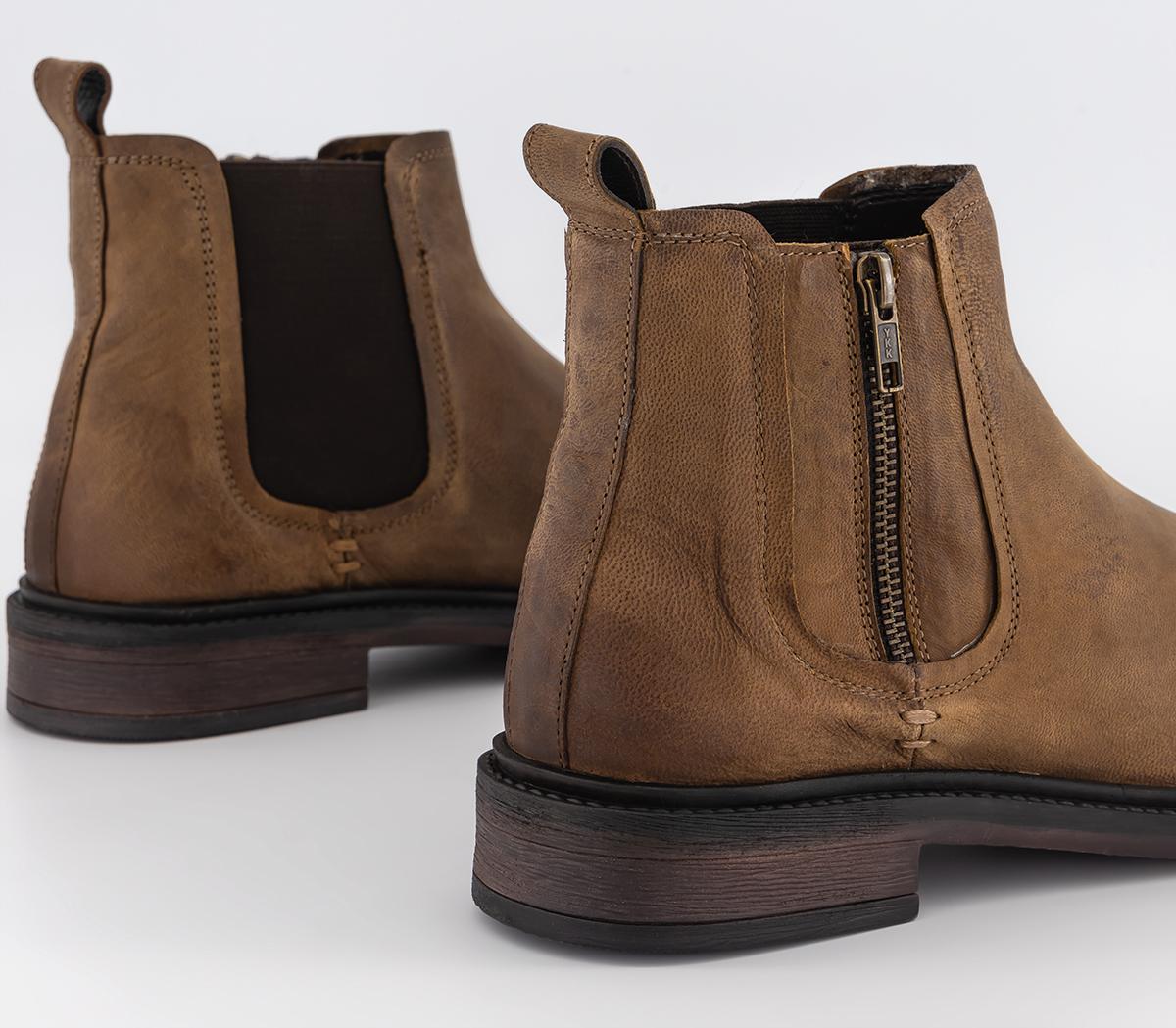 OFFICE Barrington Zip Chelsea Boots Tan Leather - Men’s Boots