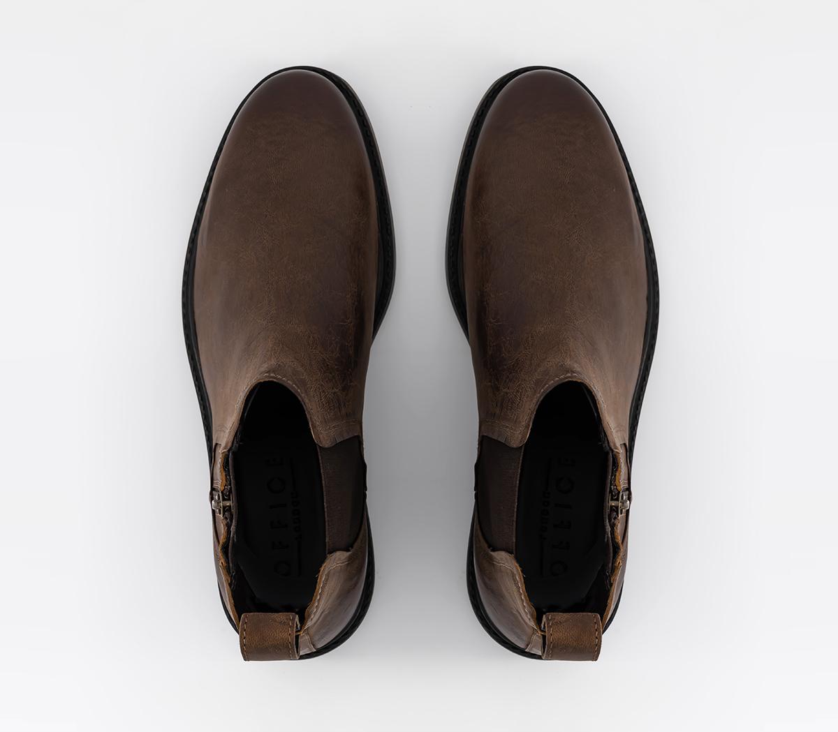 OFFICE Barrington Zip Chelsea Boots Brown Leather - Men’s Boots