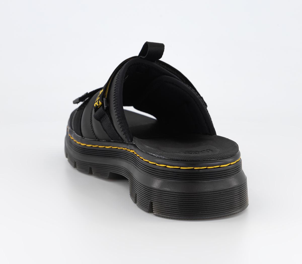 Dr. Martens Ayce Slide Sandals Black Milled Coated Leather - Women’s ...