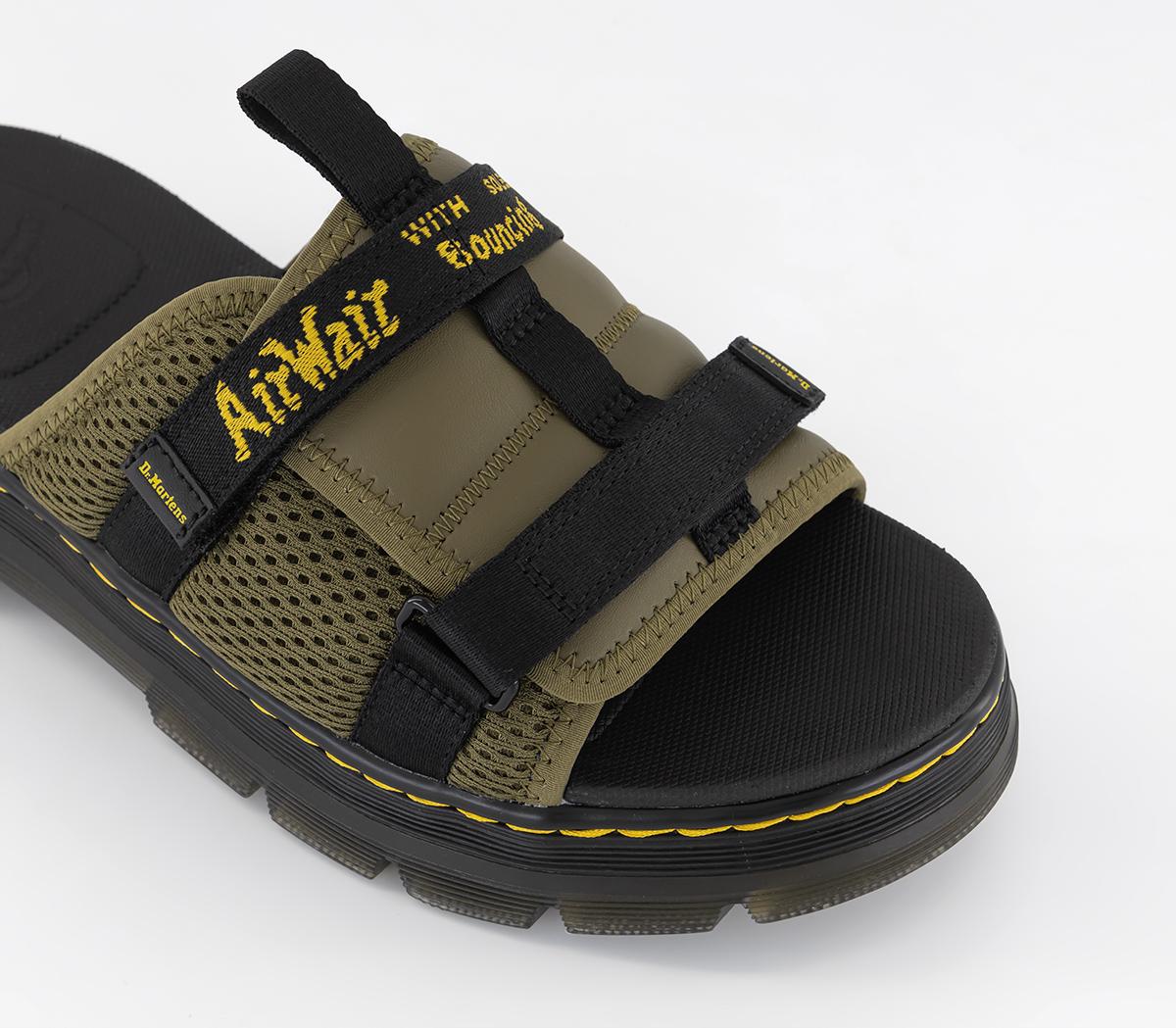 Dr. Martens Ayce Slide Sandals Dms Olive Milled Coated Leather - Women ...