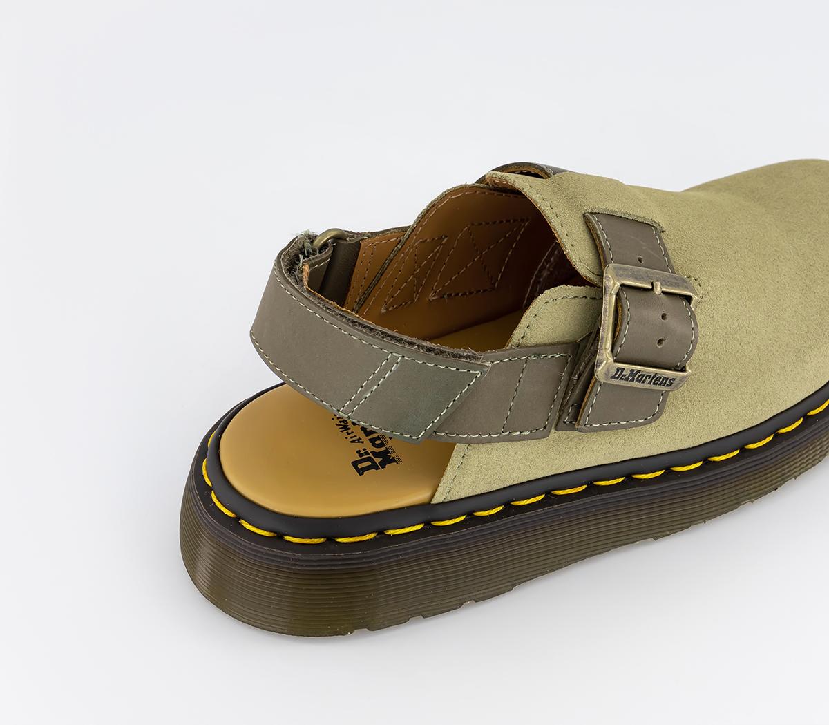 Dr. Martens Jorge II Slingback Sandals Pale Olive Eh Suede - Women's Clogs