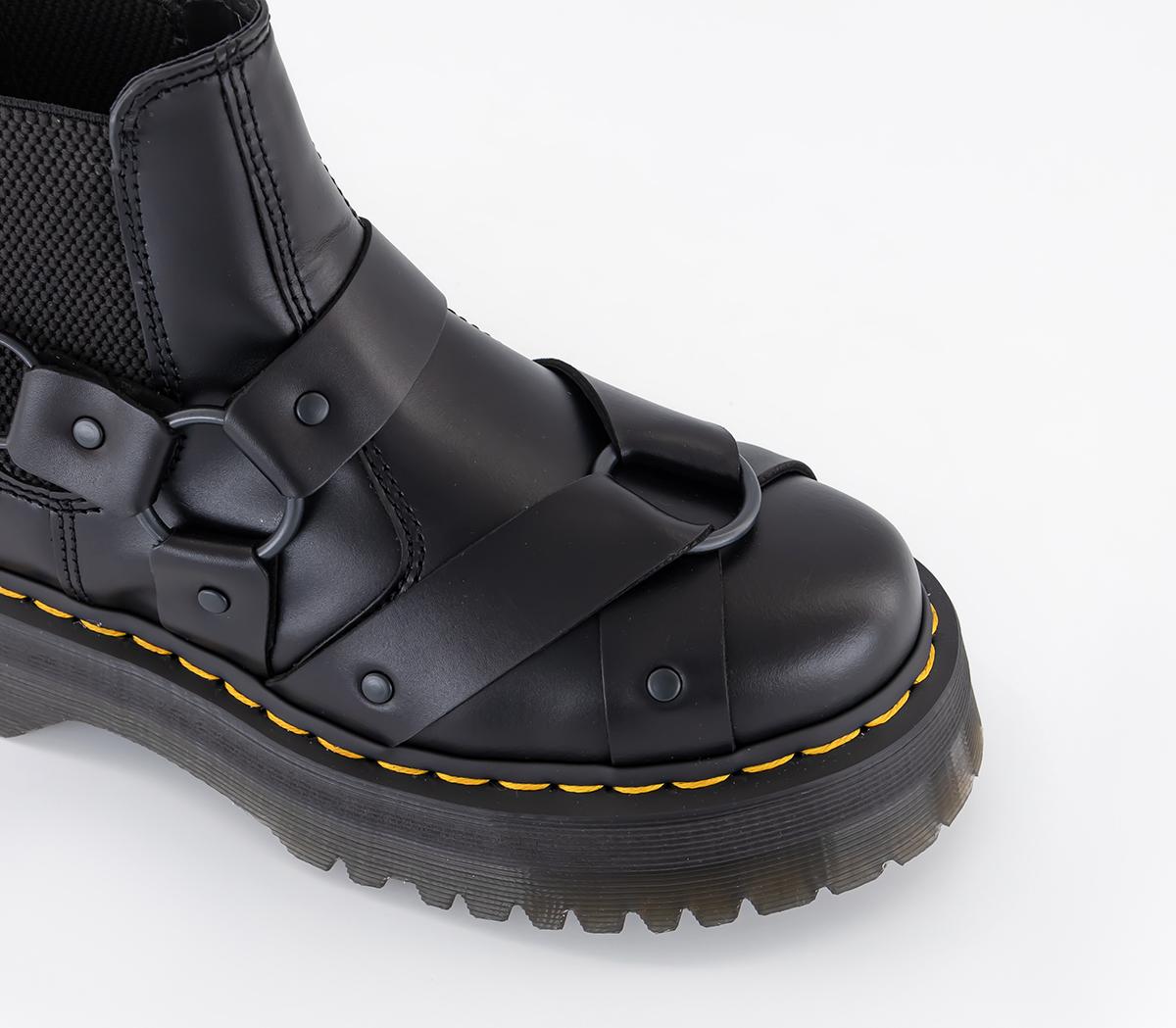 Dr. Martens 2976 Quad Harness Boots Black Paris - Women's Ankle Boots