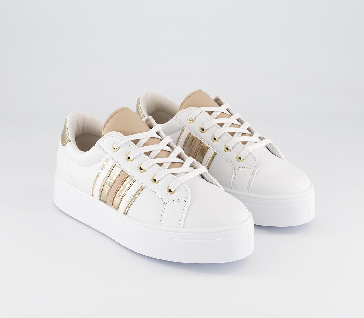 OFFICE Final Cut Side Stripe Cupsole Trainers White - Flat Shoes for Women