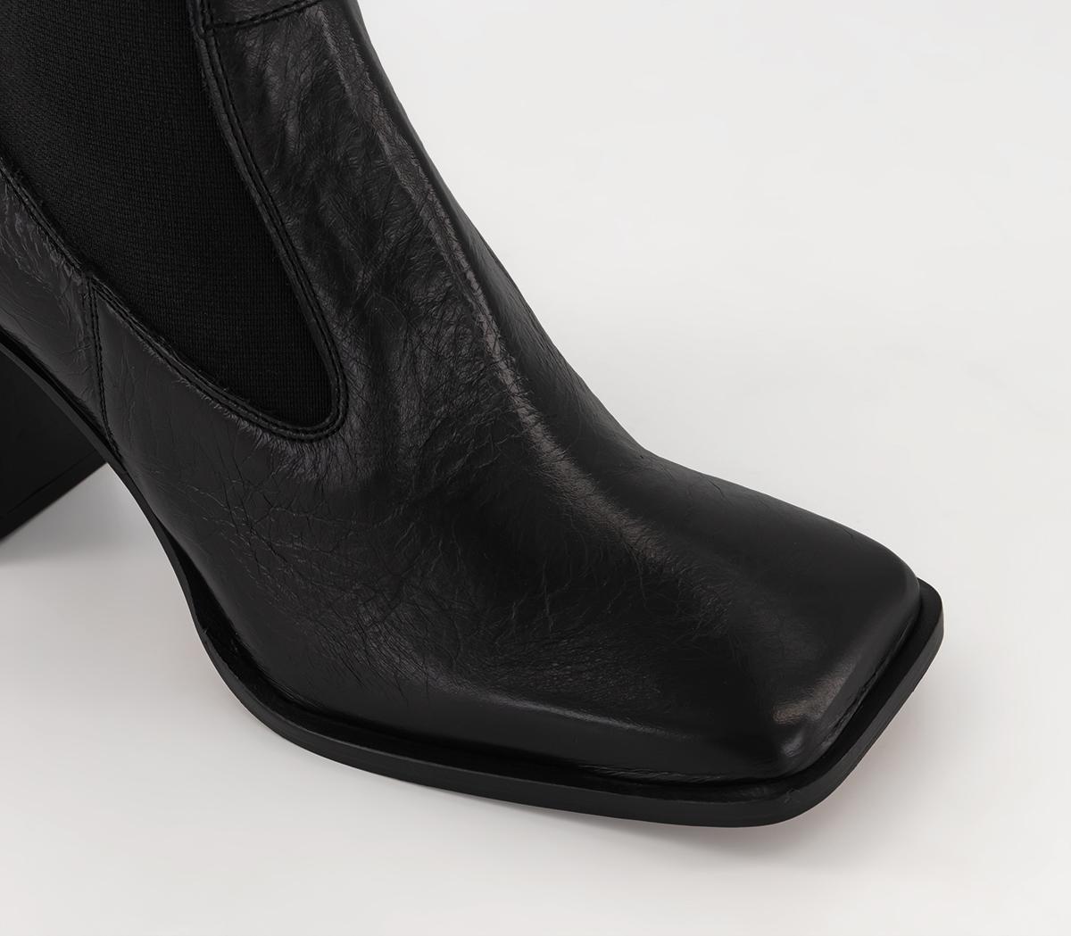 OFFICE All Good Square Toe Chelsea Boots Black Leather - Women's Ankle ...