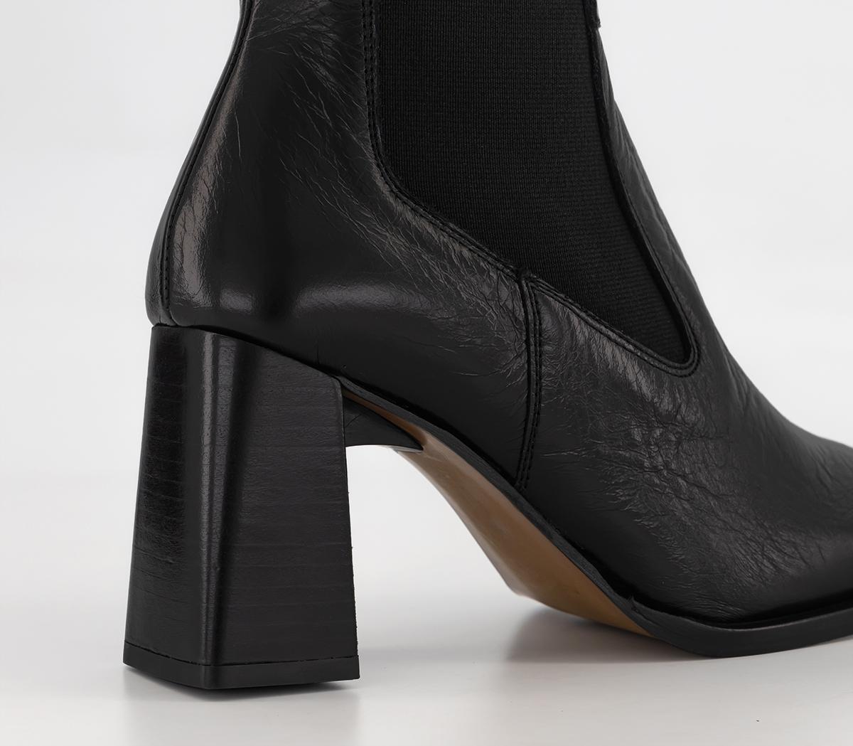 OFFICE All Good Square Toe Chelsea Boots Black Leather - Women's Ankle ...