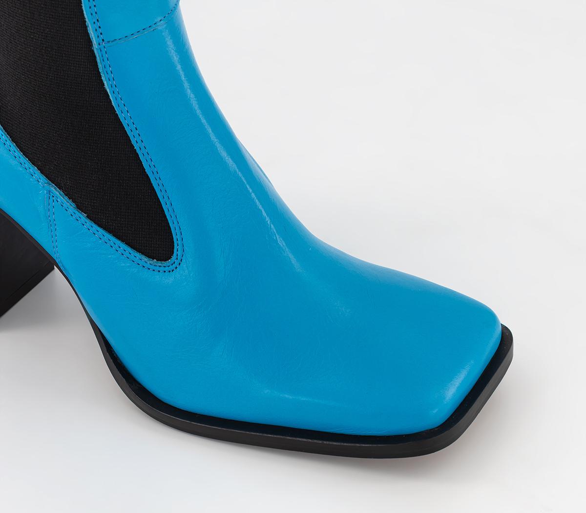 OFFICE All Good Square Toe Chelsea Boots Blue Leather - Women's Ankle Boots