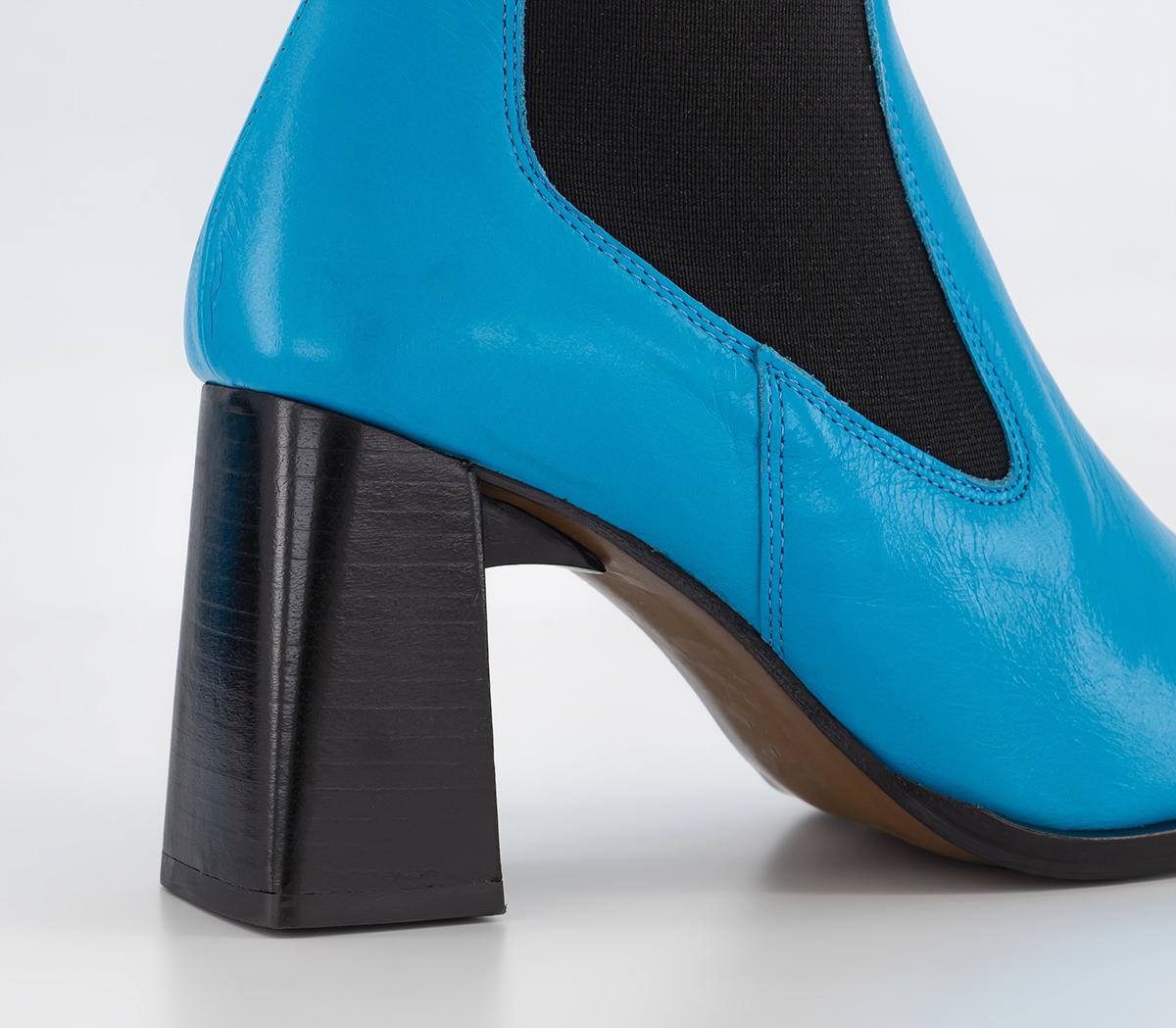 OFFICE All Good Square Toe Chelsea Boots Blue Leather - Women's Ankle Boots