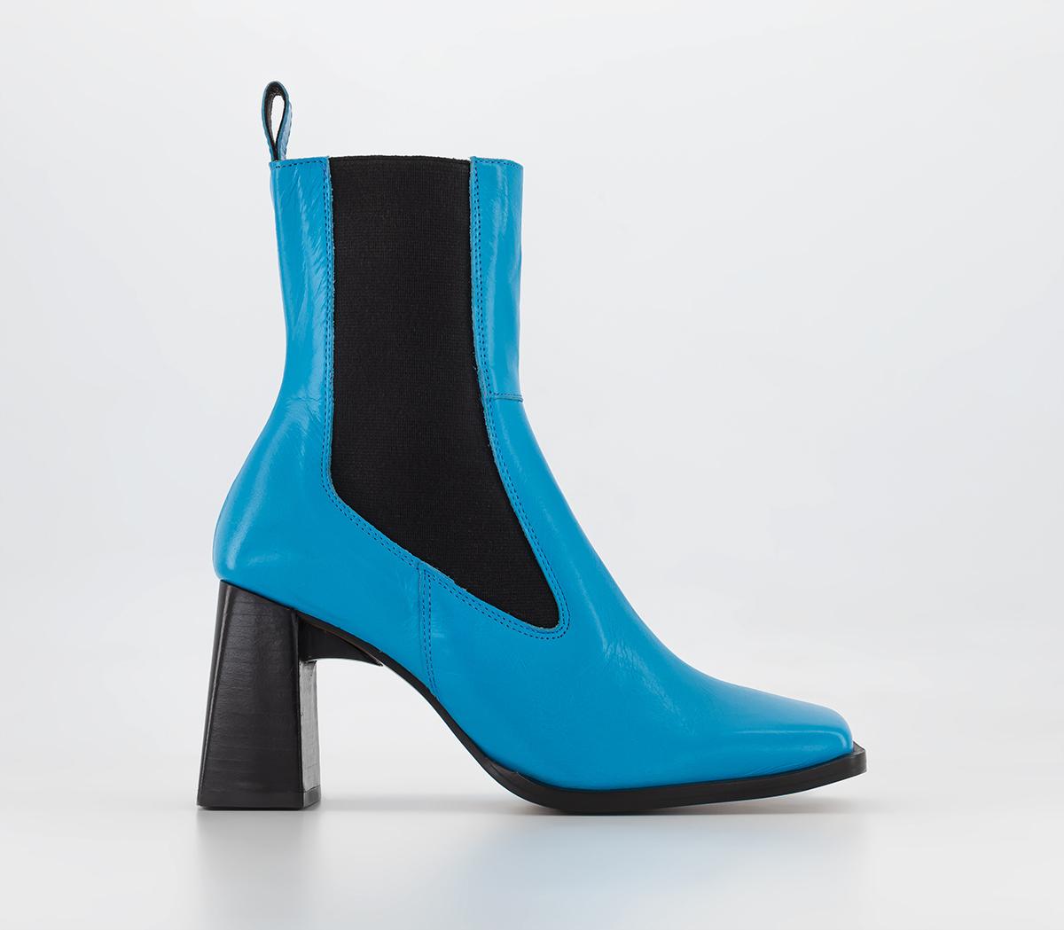 OFFICE All Good Square Toe Chelsea Boots Blue Leather - Women's Ankle Boots