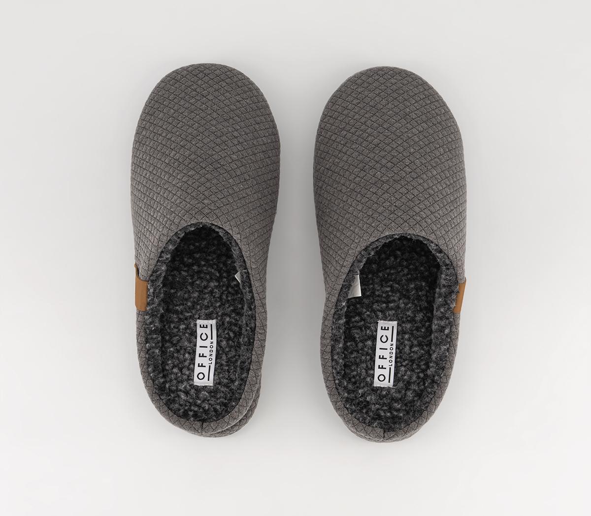 OFFICE Simon Quilted Fabric Slippers Grey Grey - Gifts for Him