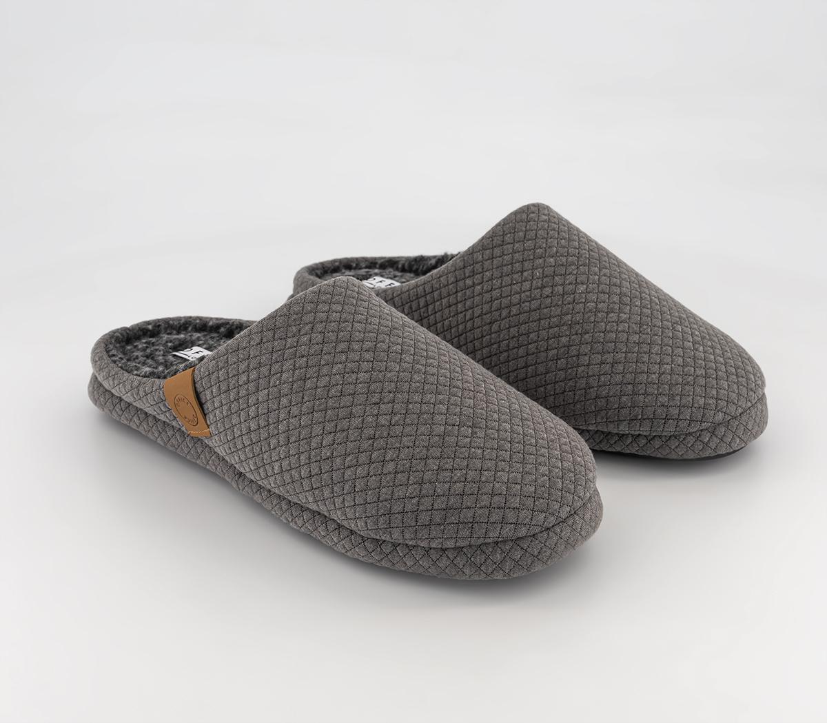 OFFICE Simon Quilted Fabric Slippers Grey Grey - Gifts for Him
