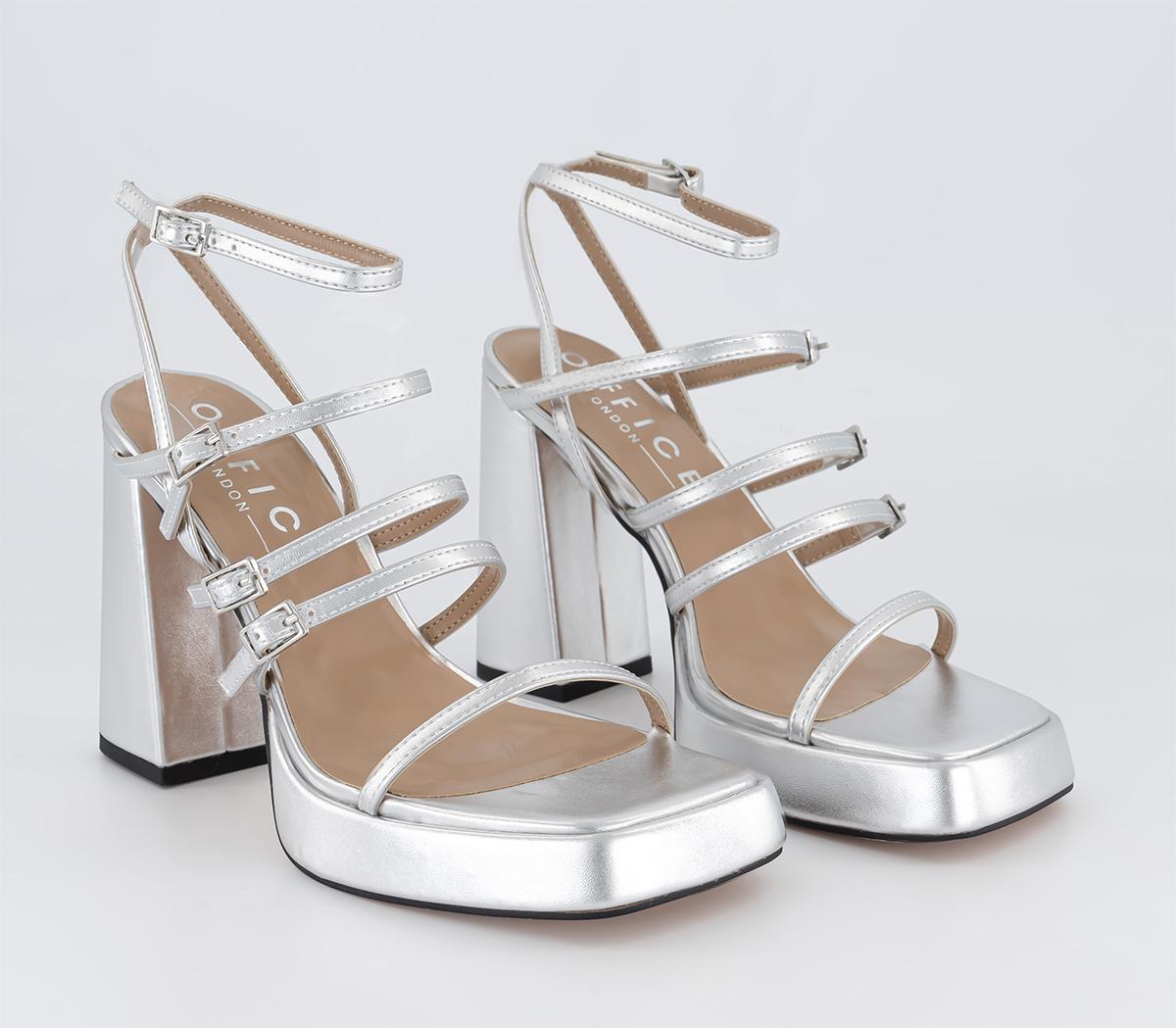 OFFICE Heirloom Strappy Platform Buckle Sandals Silver - Valentine’s ...
