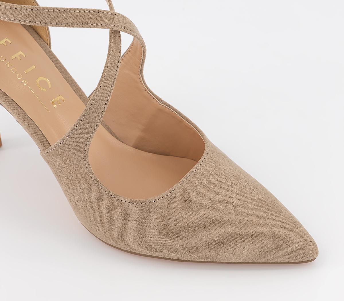 OFFICE Myla Cross Strap Court Heels Taupe - High Heels