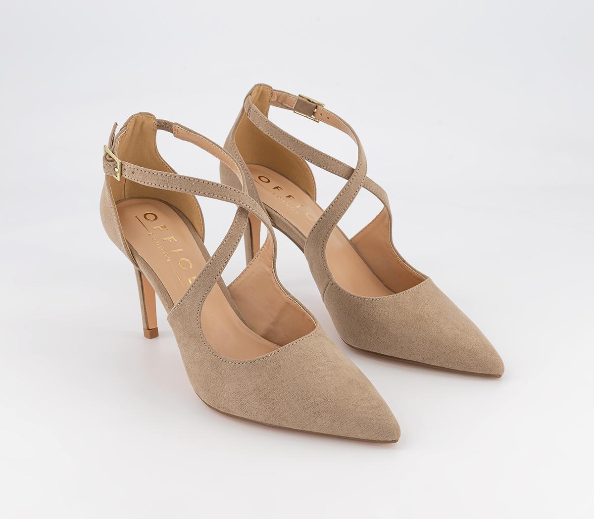 OFFICE Myla Cross Strap Court Heels Taupe - High Heels