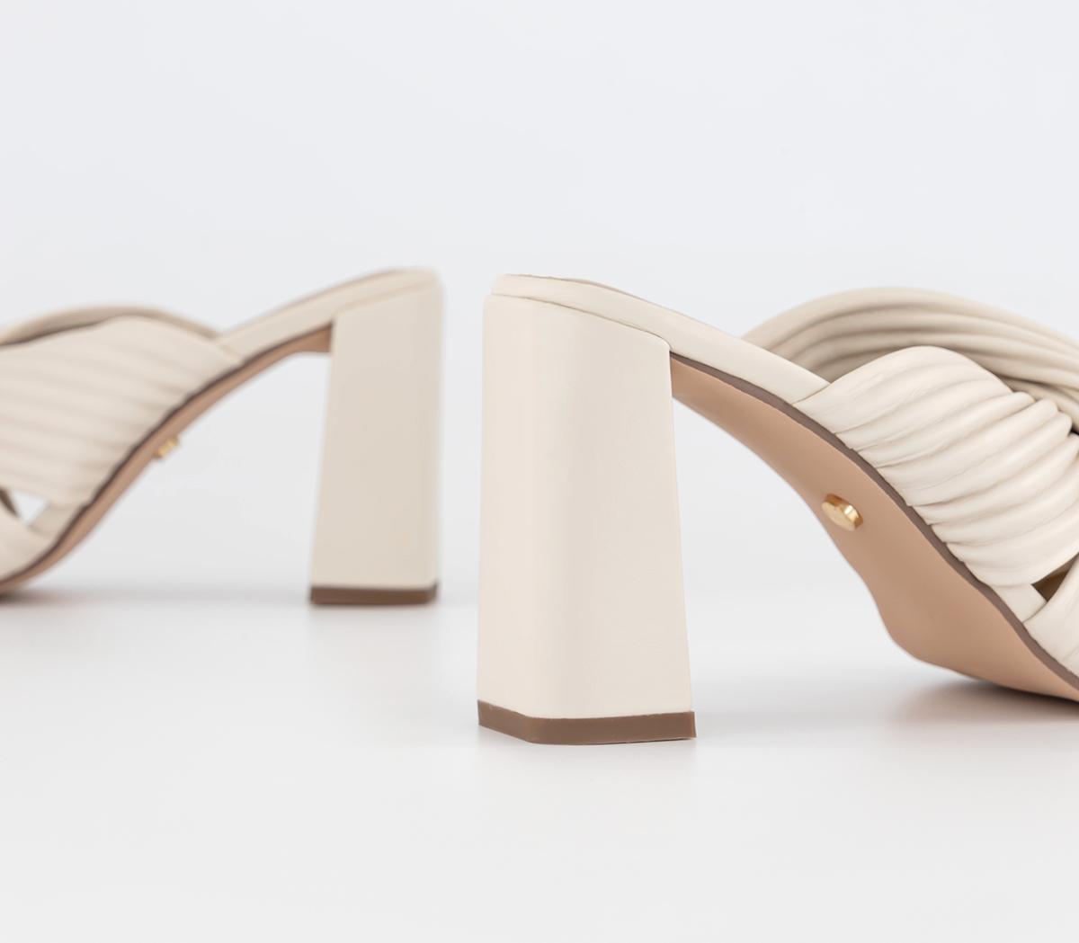 OFFICE Macaroon Twist Mules White - Mid Heels