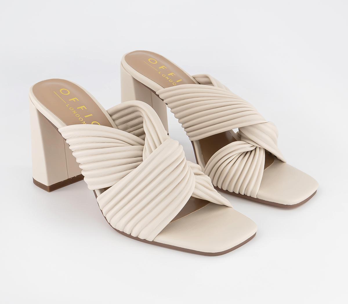 OFFICE Macaroon Twist Mules White - Mid Heels