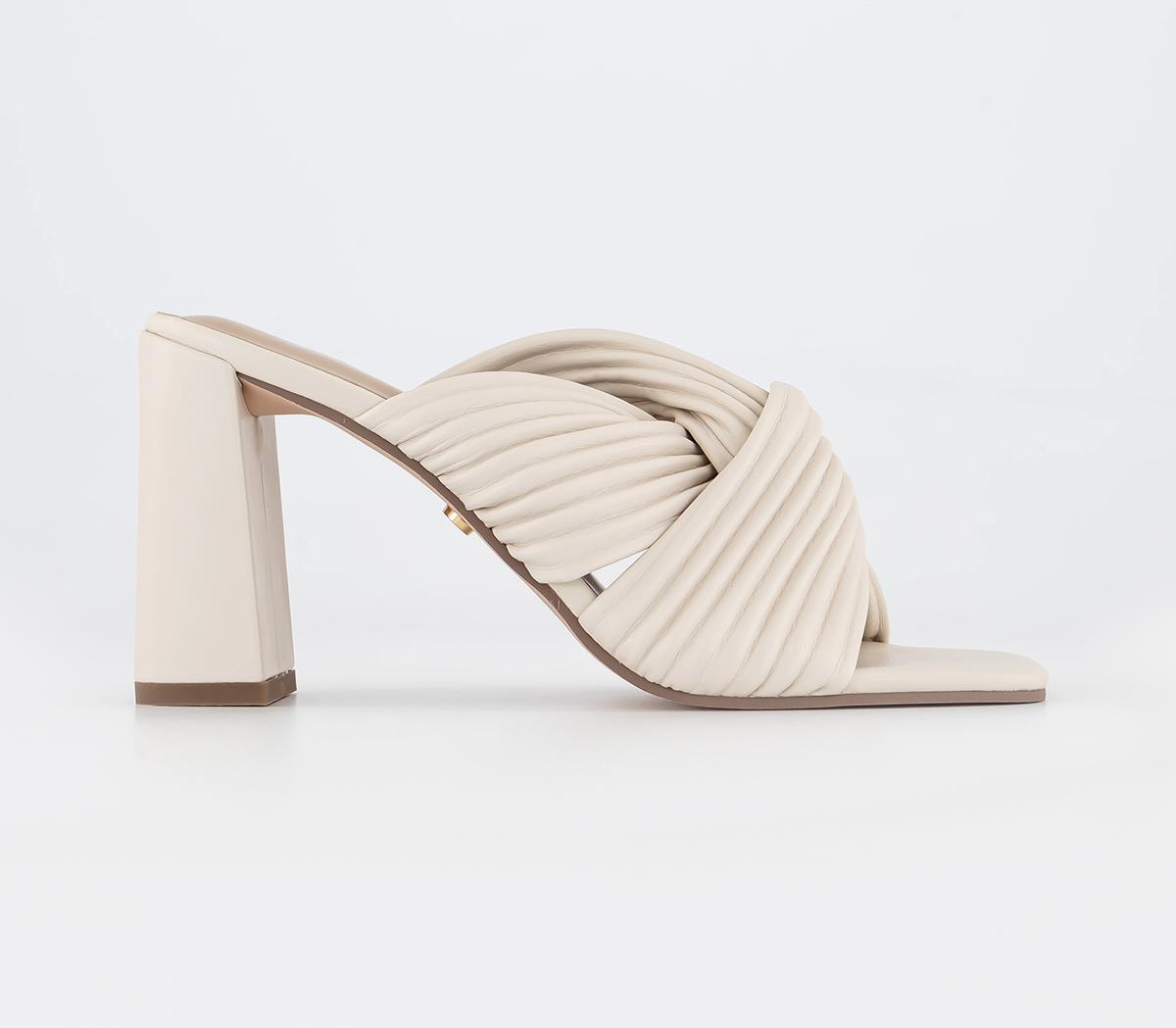 OFFICE Macaroon Twist Mules White - Mid Heels
