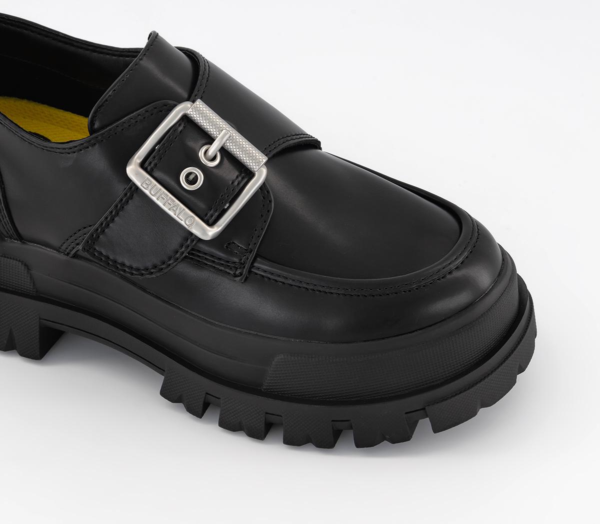Buffalo Aspha Monk Shoes Black - Flat Shoes for Women