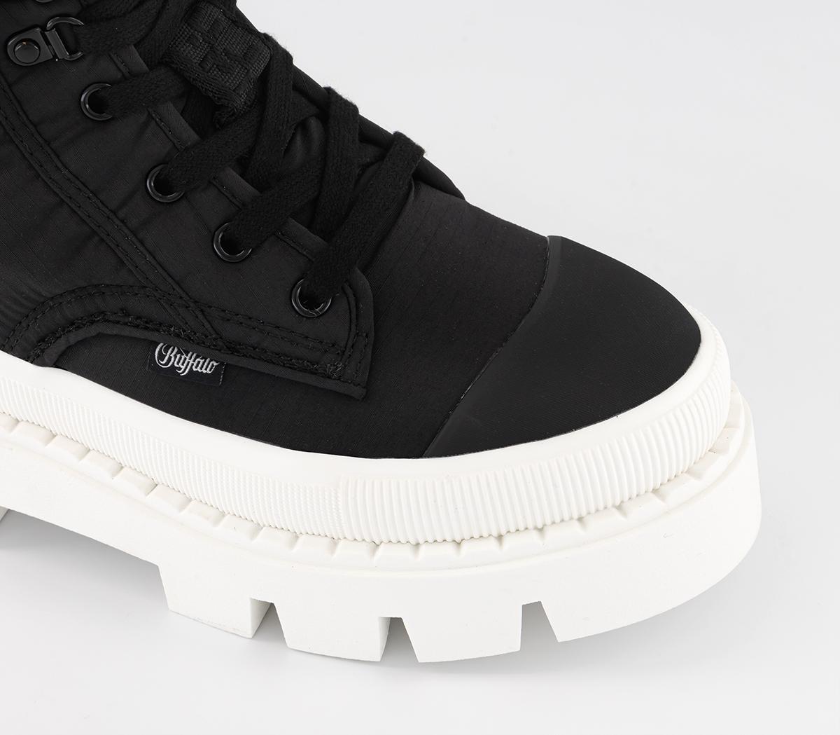 Buffalo Raven Hi Sneaker Boots Black White - Women's Ankle Boots
