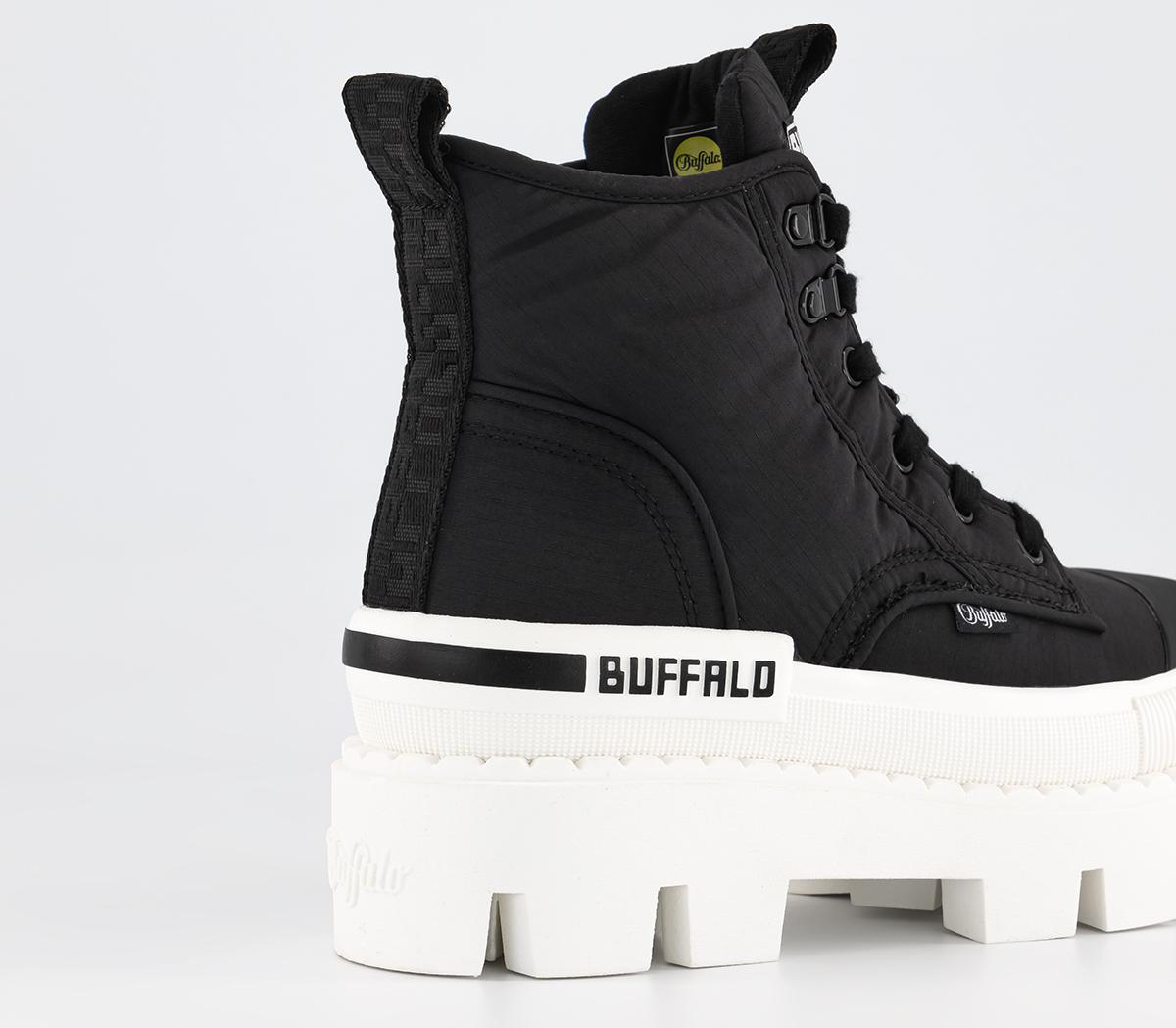 Buffalo Raven Hi Sneaker Boots Black White - Women's Ankle Boots
