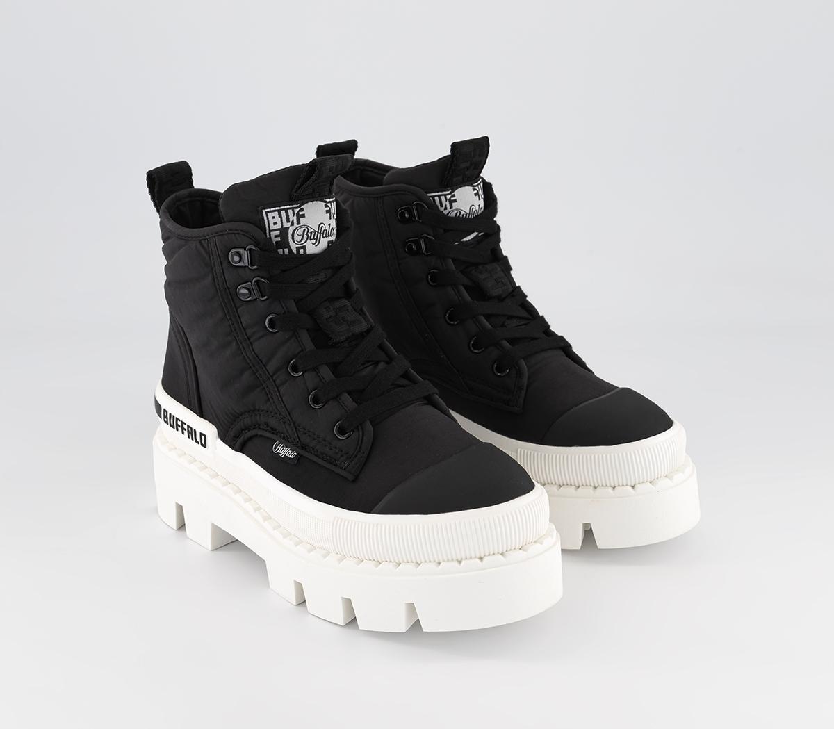 Buffalo Raven Hi Sneaker Boots Black White - Women's Ankle Boots